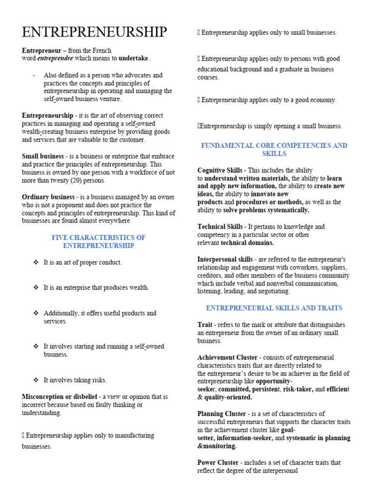 Entrepreneurship Reviewer | PDF