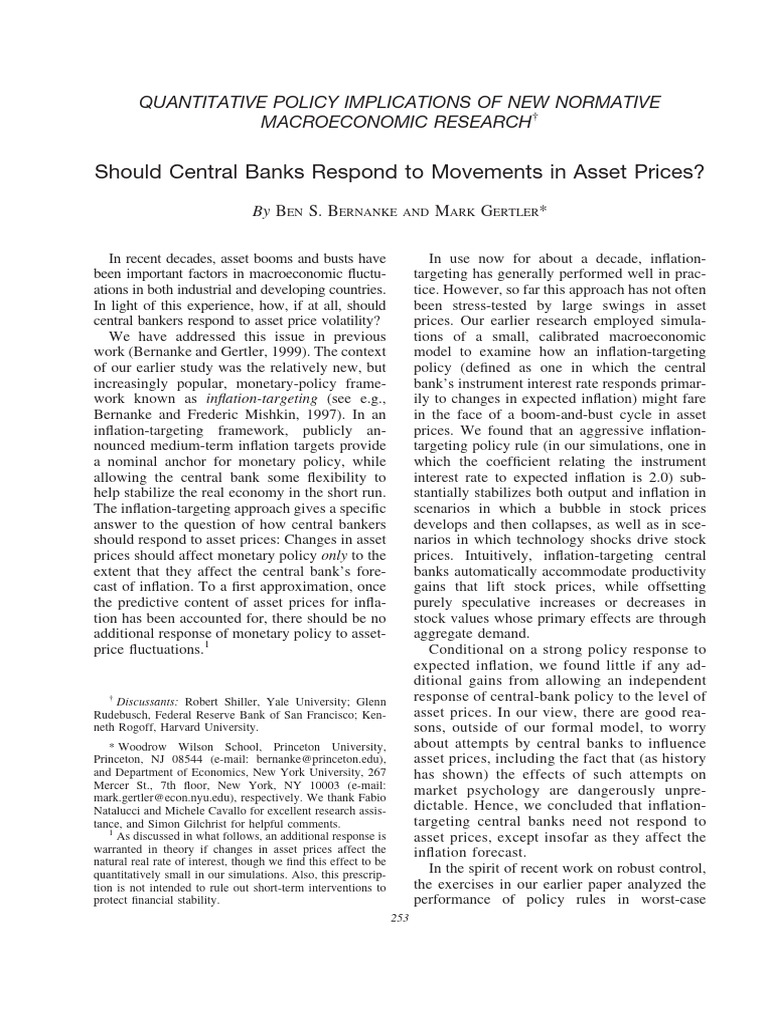 Bernanke and Gertler (2001) | PDF