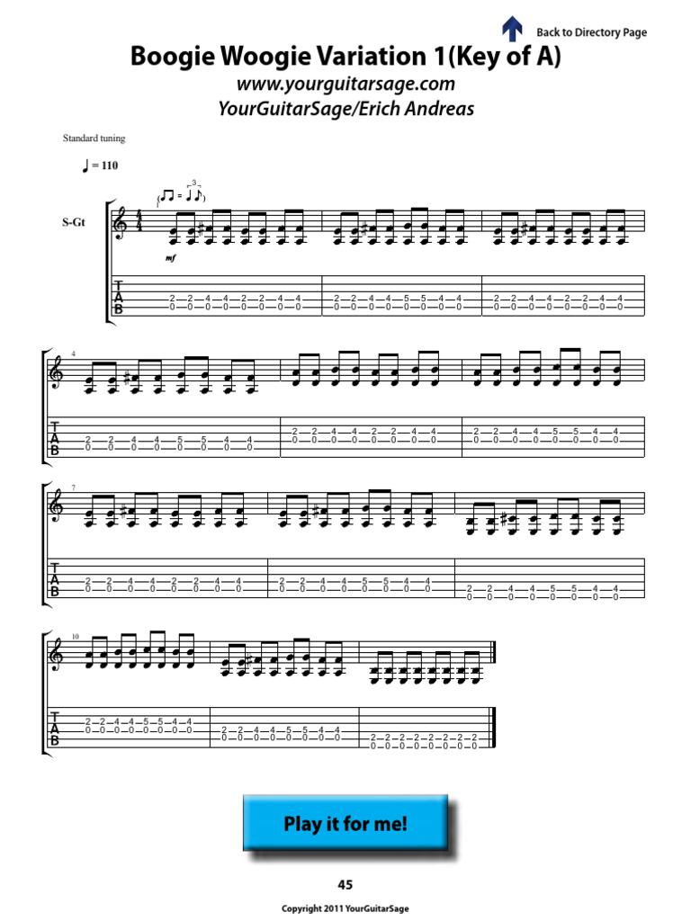 Boogie Woogie Variation 1 Key of A | PDF | Musical Subgenres | African ...