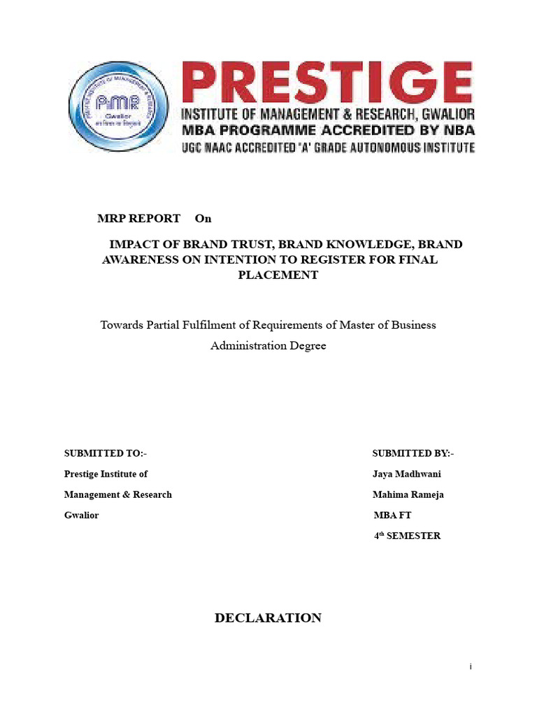 MRP Report Final | PDF