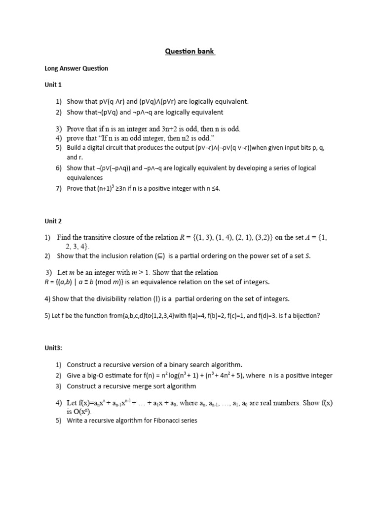 Question Bank Mfcs | PDF | Teaching Methods & Materials | Science & Mathematics