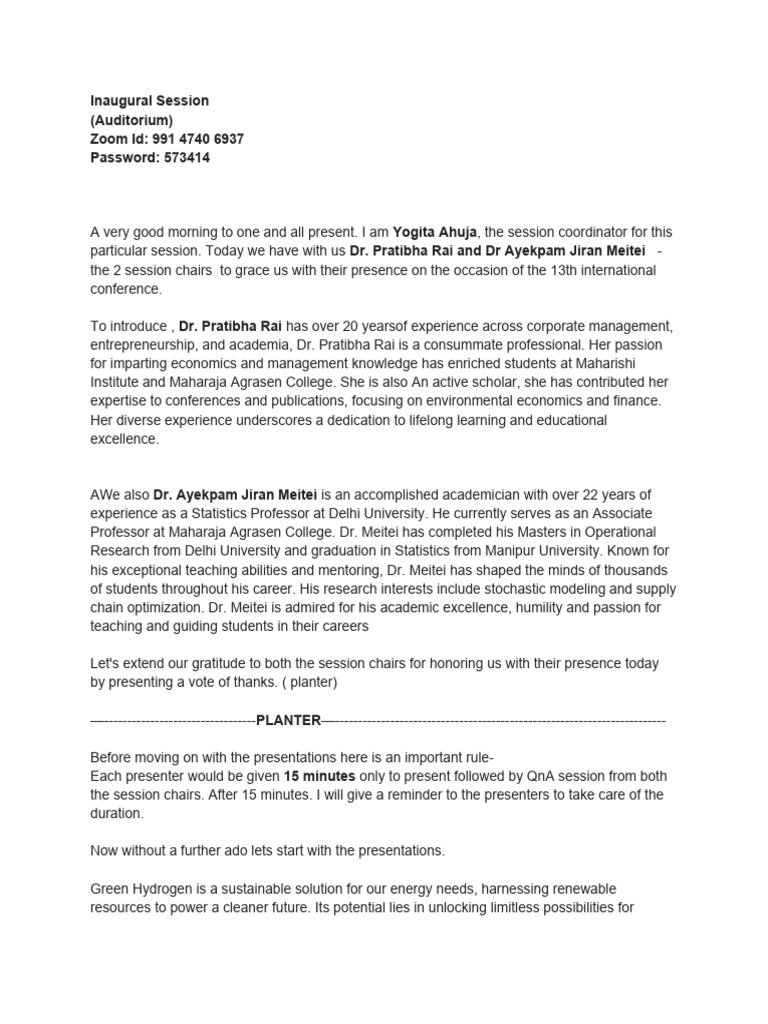 Session Cordination Script | PDF