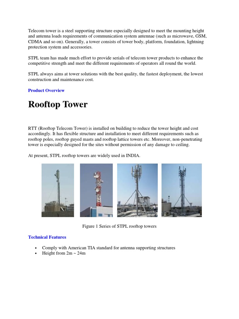 Rooftop Telecom Tower Solutions in India | PDF