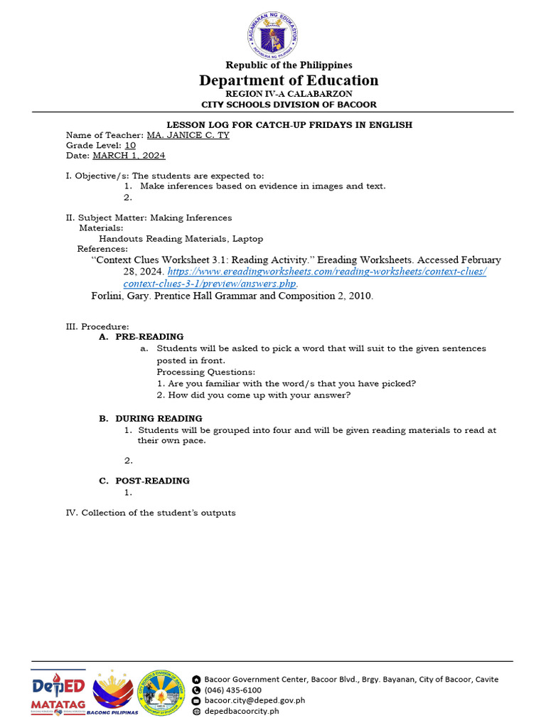 March 1-Catch-Up-Friday | PDF