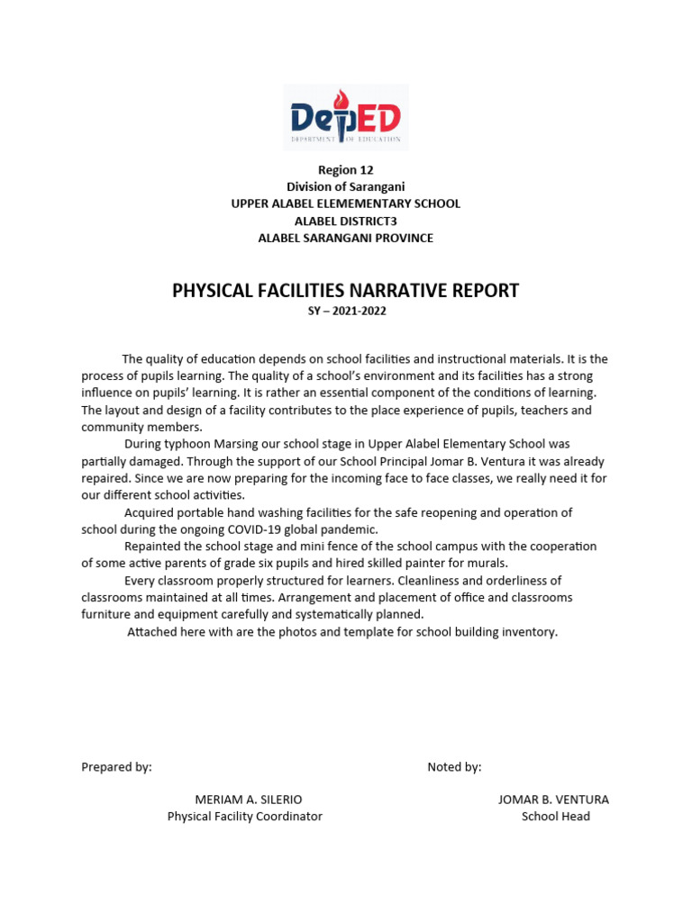 Physical Facilities - Narrative-Report | PDF