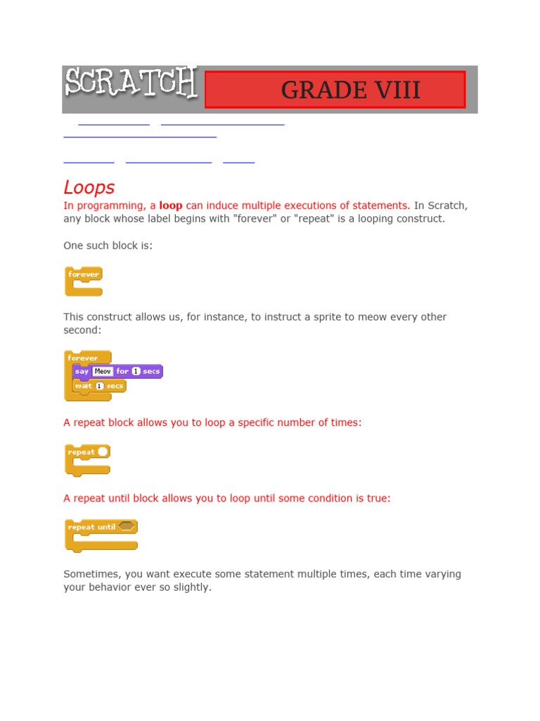 Scratch Grade 8 | PDF | Control Flow | Variable (Computer Science)