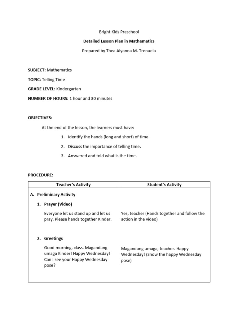 Week 6 - Detailed Lesson Plan | PDF