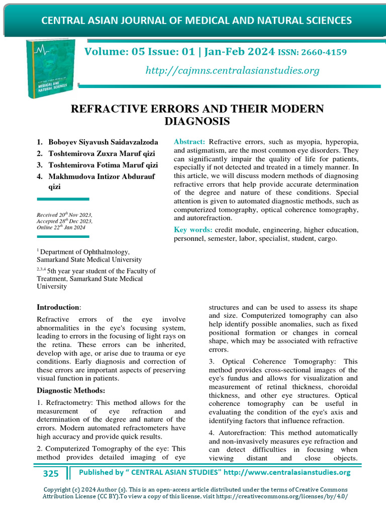 Refractive Errors and Their Modern Diagnosis | PDF