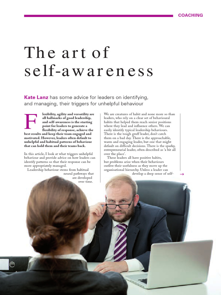 Lanz, K. (2013) - The Art of Self-Awareness. Training Journal, 65-69 ...