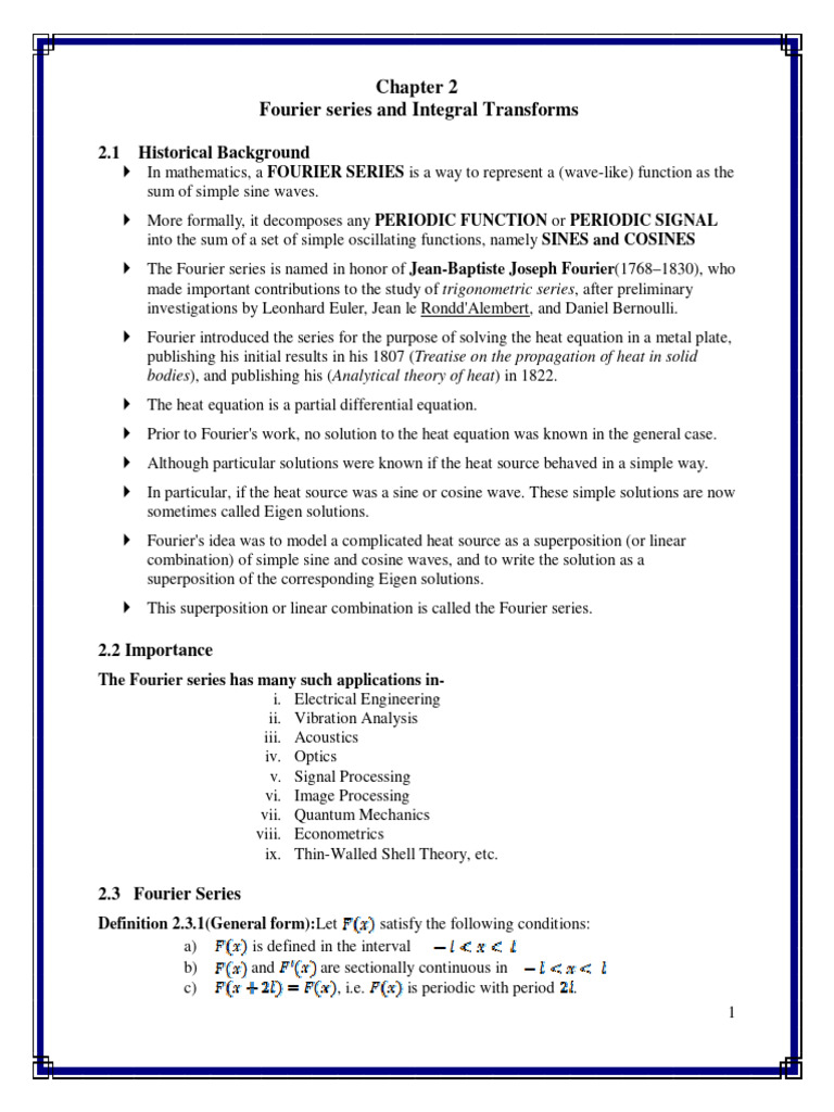 Fourier Series and Transforms Explained | PDF | Fourier Series ...