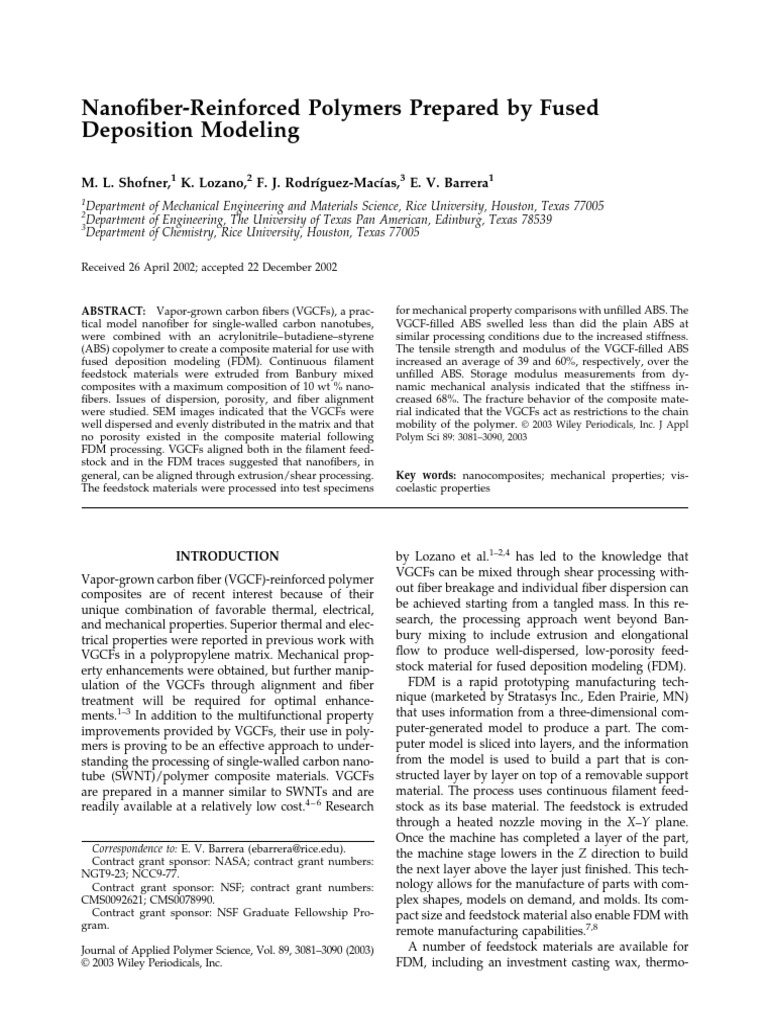 Nano Fiber Reinforcement Polymers Prepared by Fused Deposition Modeling ...