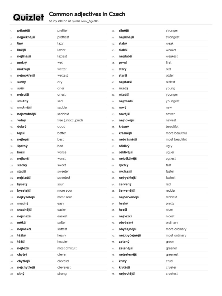 Czech Adjectives | PDF