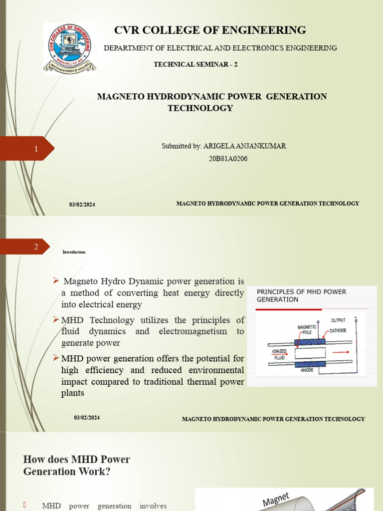 MHD Power Generation Technology Overview | PDF | Electricity Generation ...