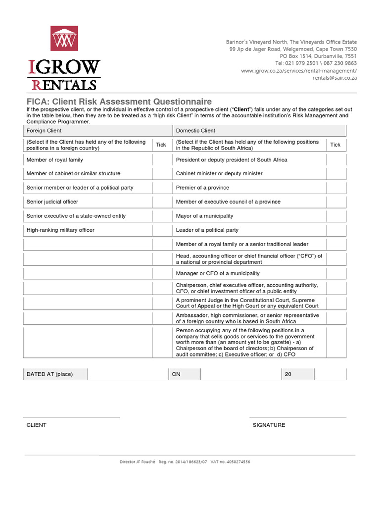Client Risk Assessment | Download Free PDF | Government | Leadership