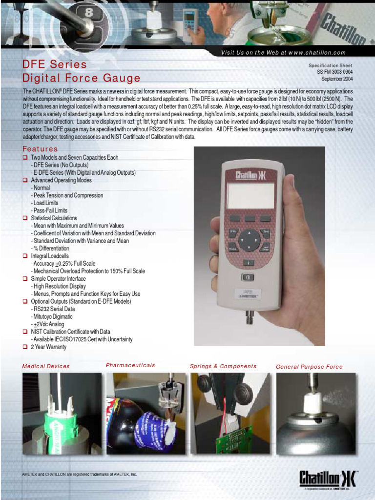 DFE Series Digital Force Gauge: Features | PDF