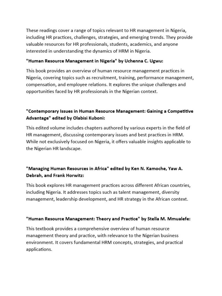 HR Management Insights for Nigeria | PDF | Human Resource Management ...