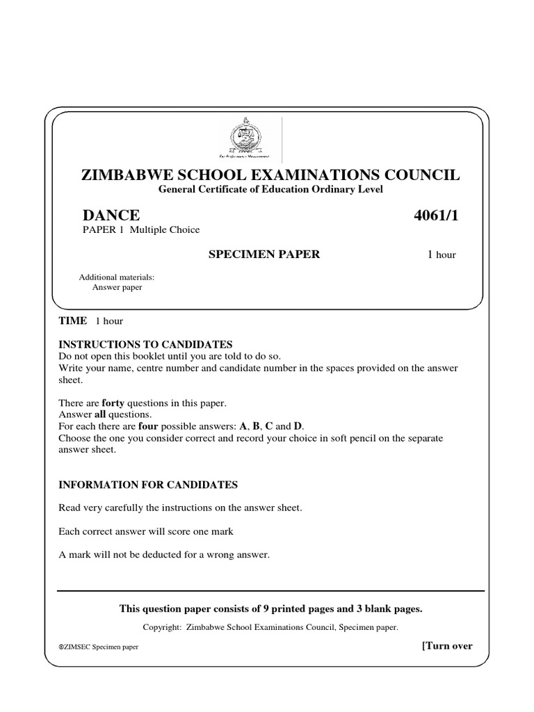 4061q1 Specimen Paper | PDF