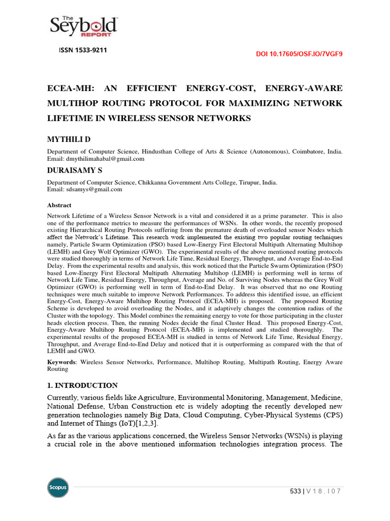 Ecea-Mh: An Efficient Energy-Cost, Energy-Aware Multihop Routing Protocol For Maximizing Network ...
