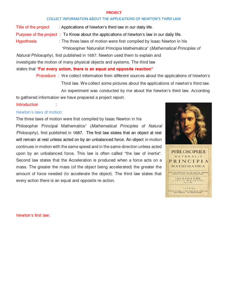 Daily Life Applications of Newton's Third Law | PDF | Force | Inertia