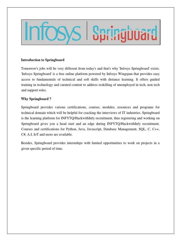 Springboard | PDF | Internship | Job Hunting