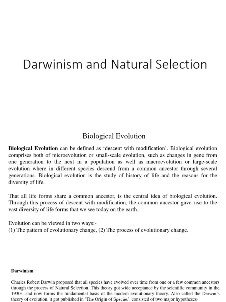 P401-01B Darwinism and Natural Selection | PDF | Natural Selection | Evolution