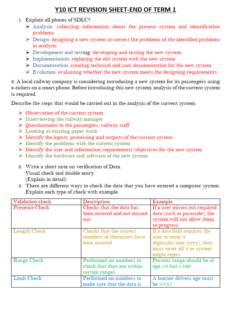 Y10 ICT Revision Guide | PDF