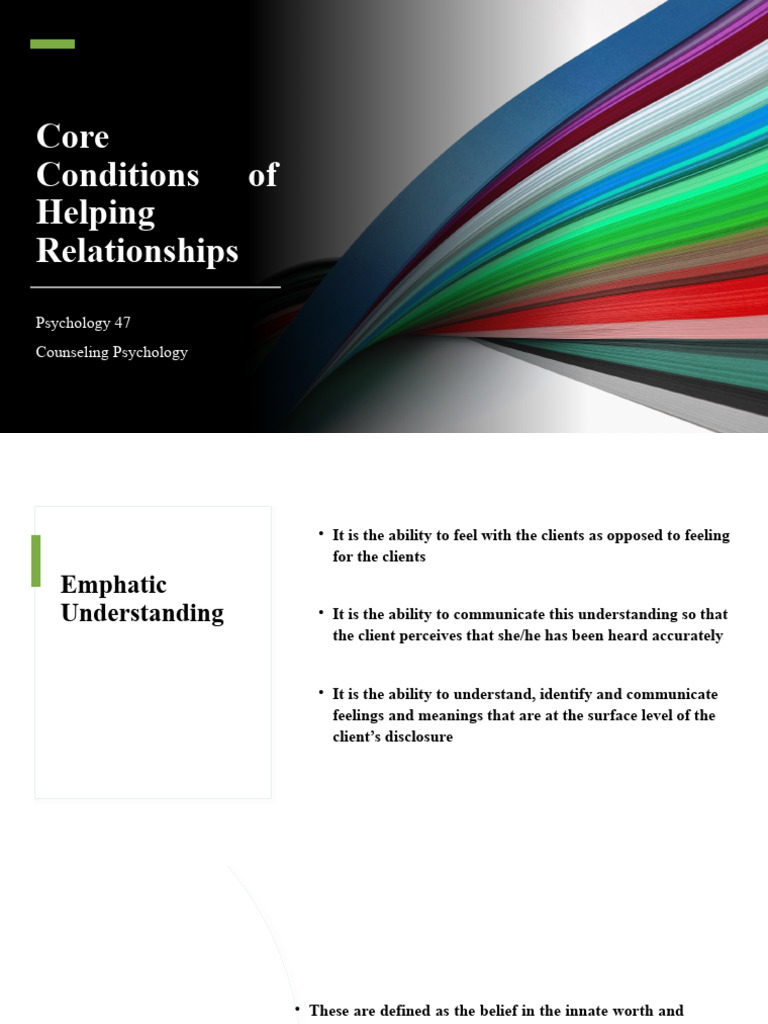 Core Conditions of Helping Relationships | PDF