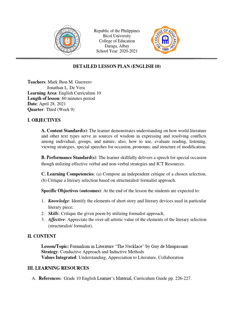 Detailed LessonPlan Educ5 GUERRERODE VERA PDF | PDF