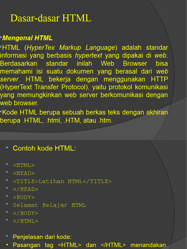 Panduan Dasar HTML untuk Pemula | PDF | Komputer | Teknologi & Rekayasa
