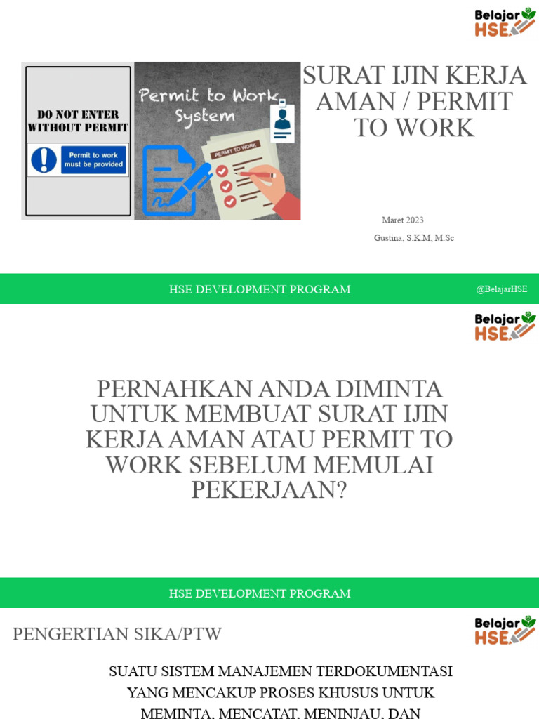 Surat Ijin Kerja Aman | PDF