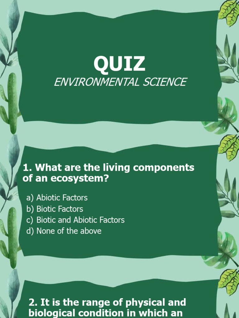 Environmental Science Quiz | PDF | Ecosystem | Ecological Niche