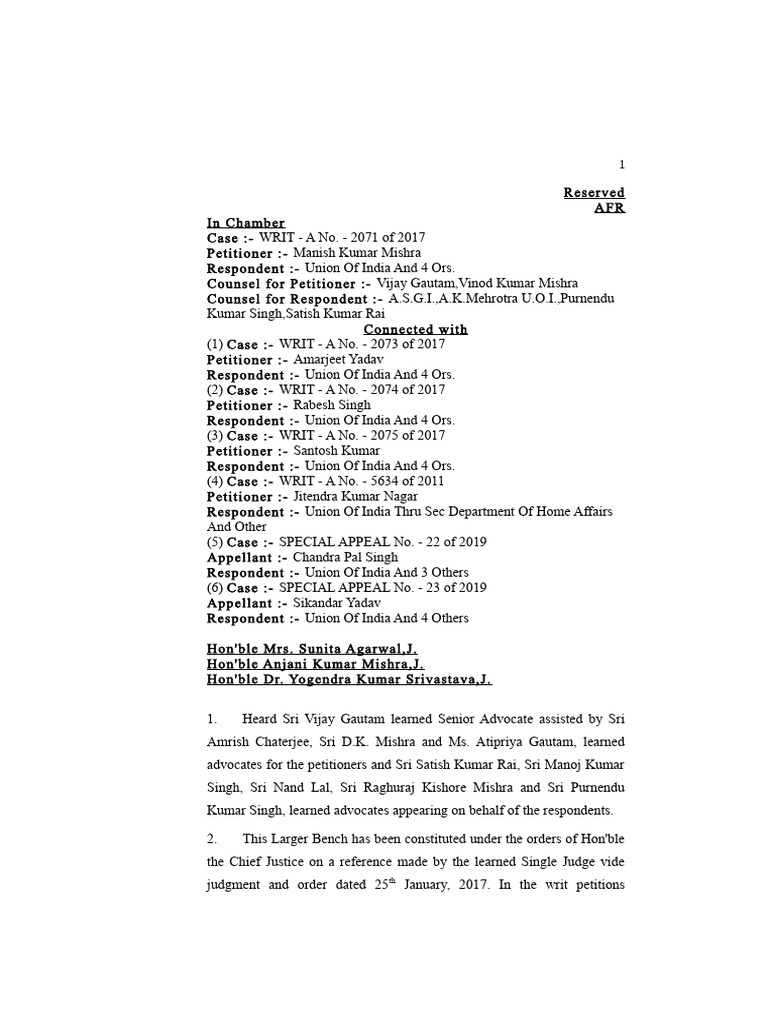 Manish KR Mishra V UOI | PDF | Cause Of Action | Pleading