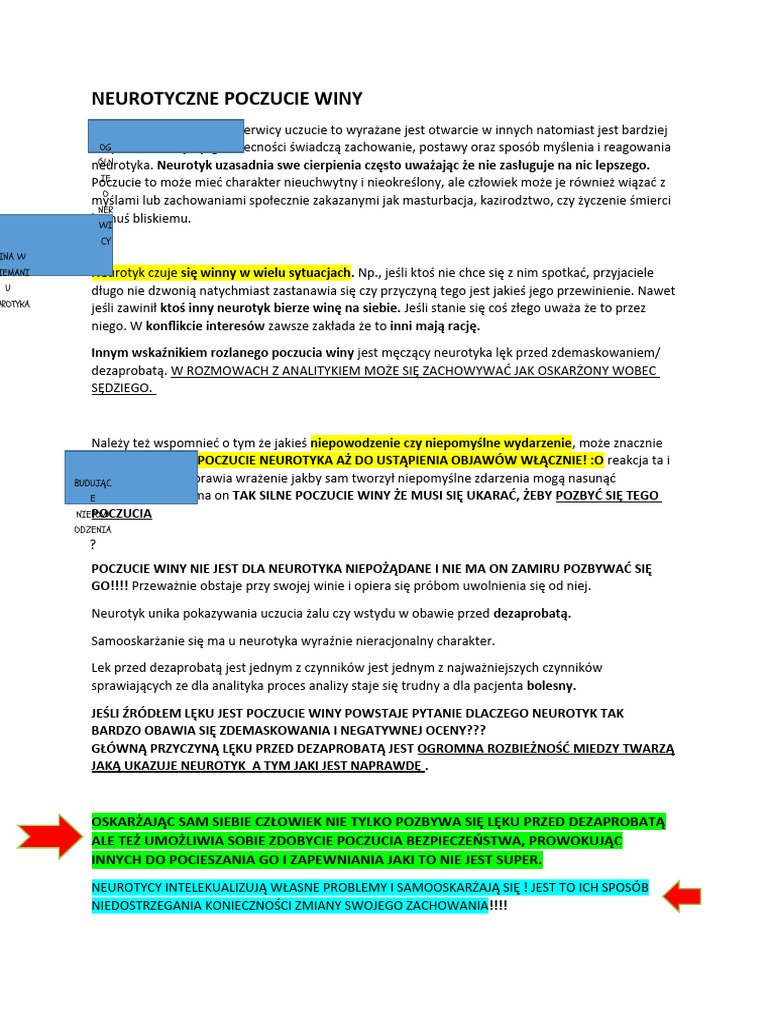 Neurotyk I Neurotyczne Poczucie Winy | PDF
