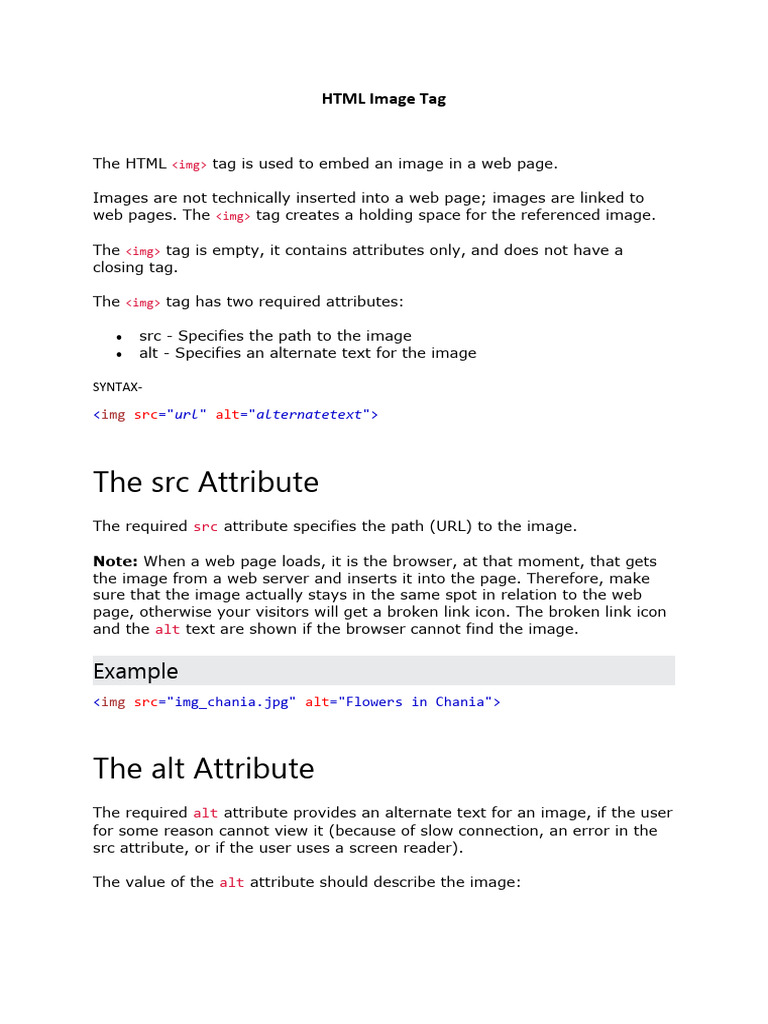 HTML Image Tag | Download Free PDF | Html Element | World Wide Web