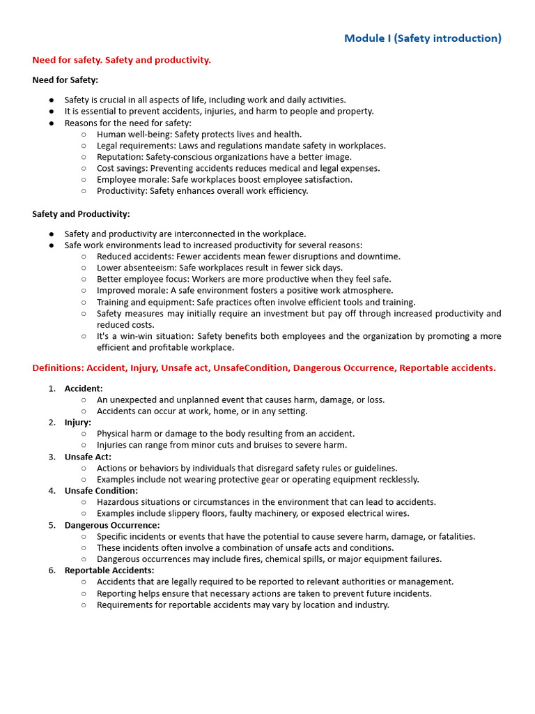 64 37 199 Module I Safety Introduction | PDF