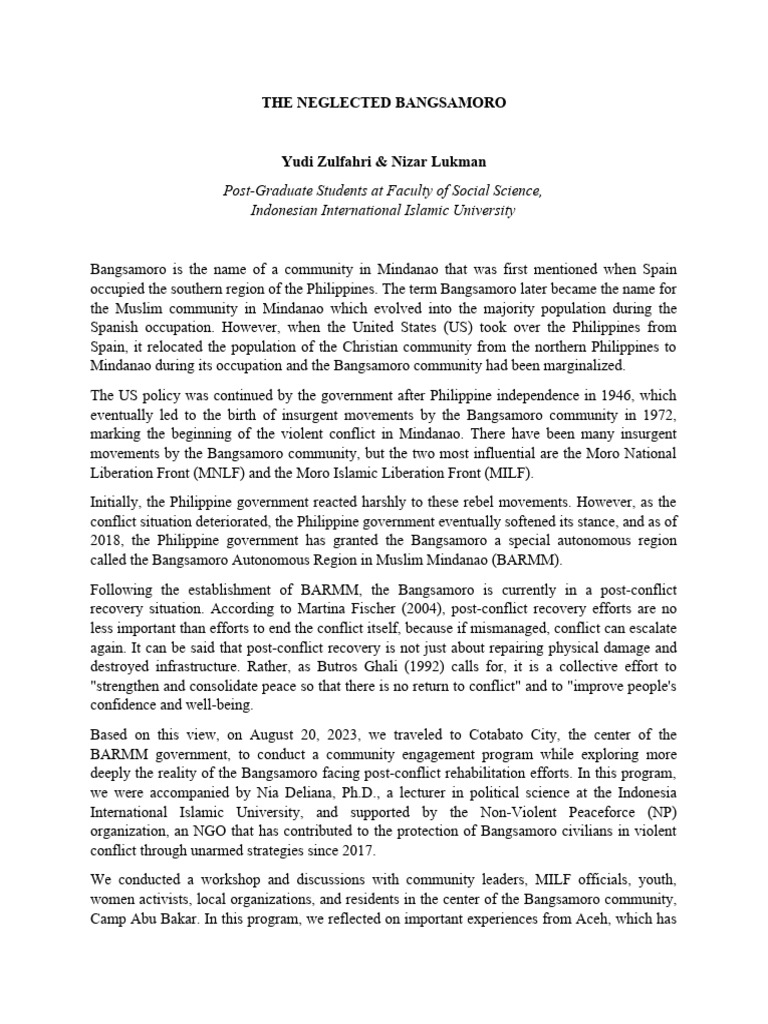 THE NEGLECTED BANGSAMORO | PDF
