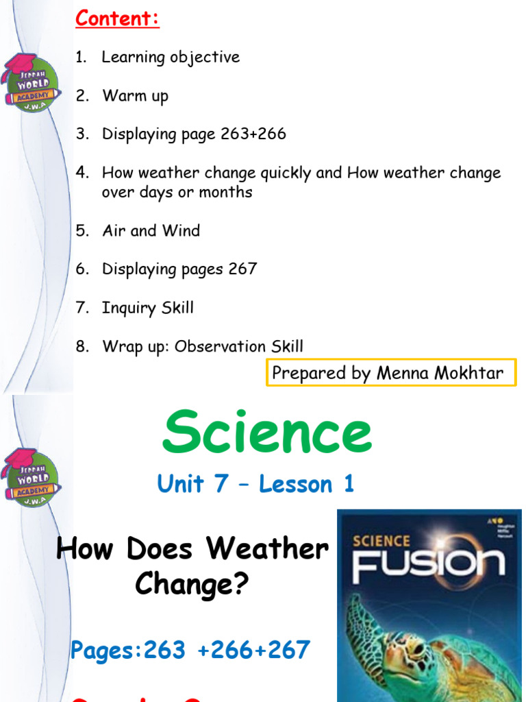 Science Unit 7 - L1 How Does Weather Change P. 266+267 | PDF
