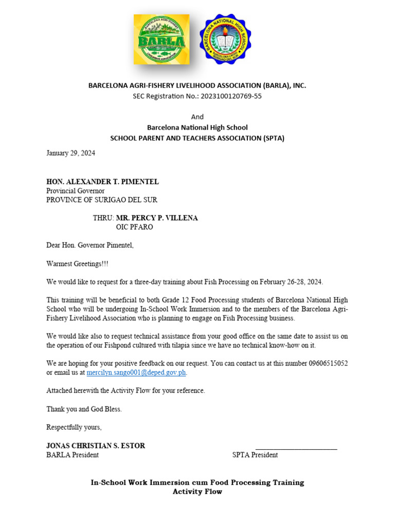 Inschool Immersion - To BFAR | PDF