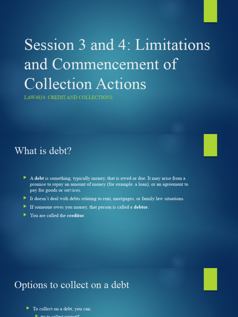Debt Collection: Legal Actions & Limits | PDF | Default Judgment | Debt