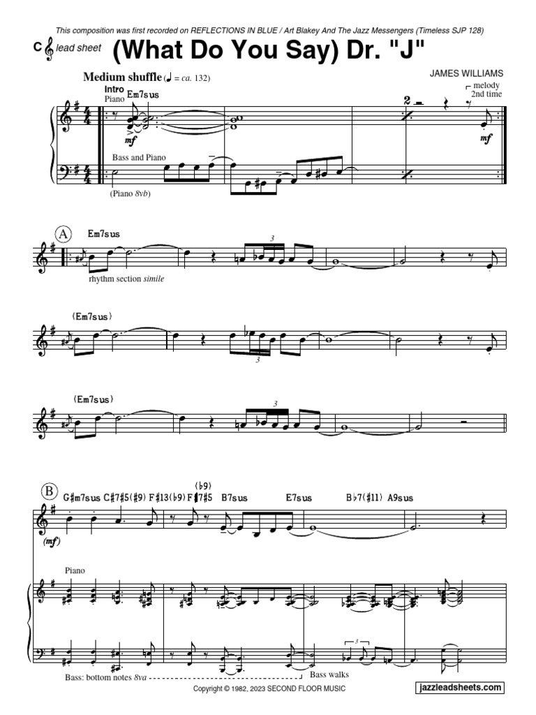 Williamsjames Whatdoyousaydrj C | PDF | Lead Sheet | Music Of The African Diaspora
