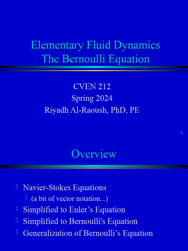 4 Fluid Dynamics Bernoulli | PDF