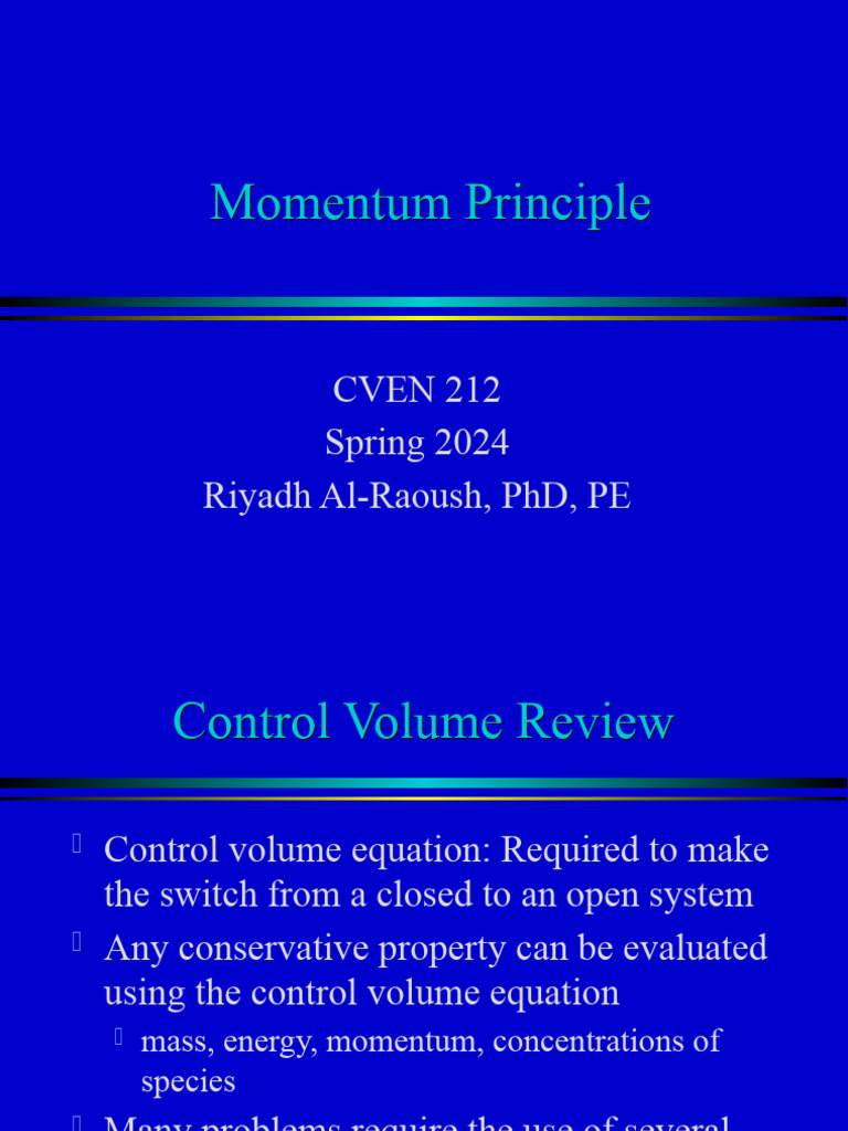 Momentum Principle in Control Volumes | PDF