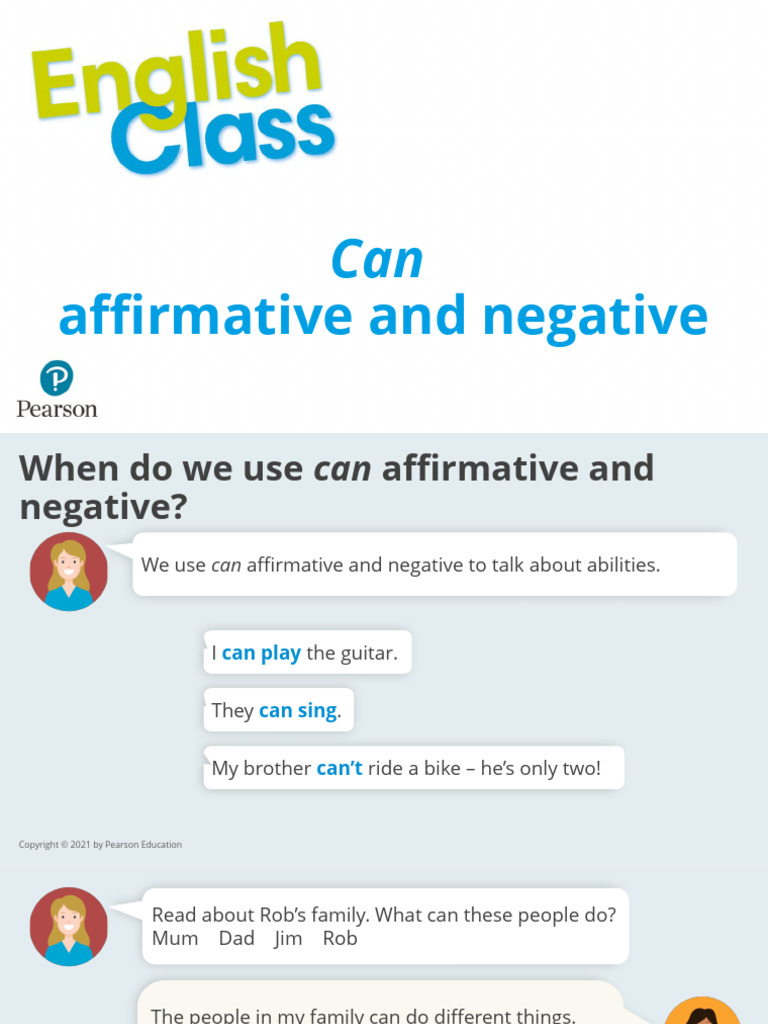 ENGLISH CLASS Can Affirmative and Negative | PDF | Language Arts ...
