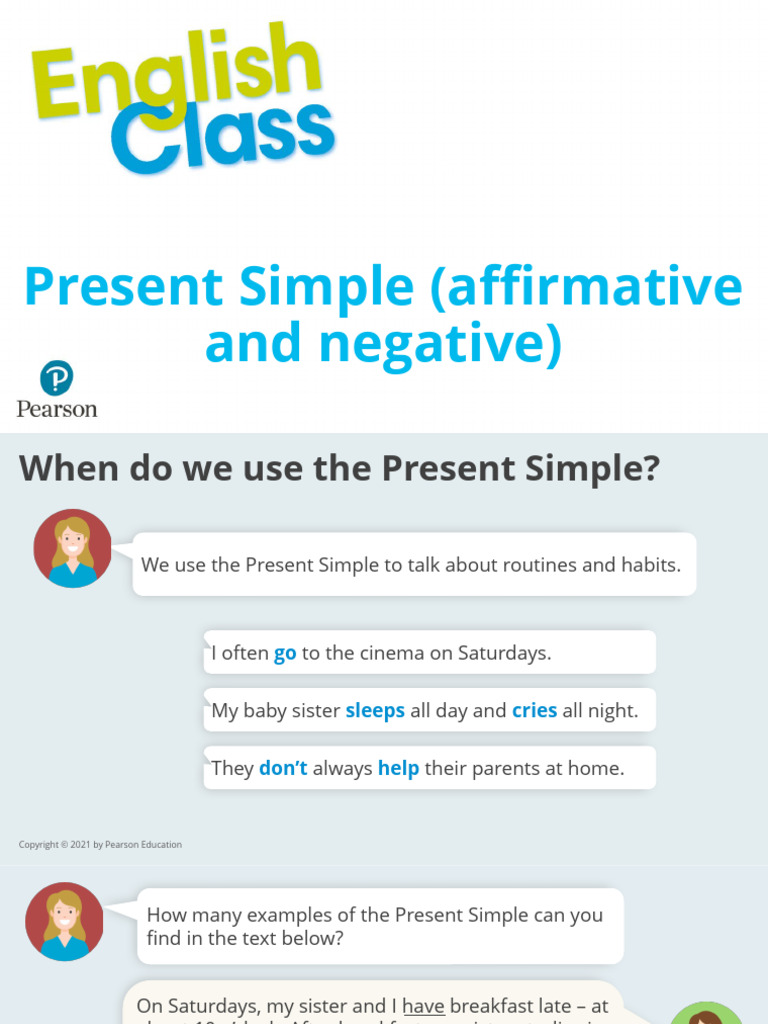 ENGLISH CLASS Present Simple Affirmative and Negative | PDF