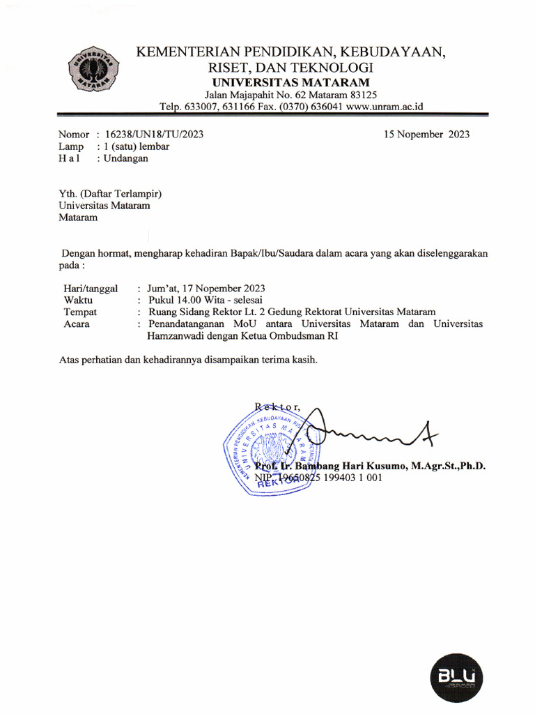 Undangan Penandatanganan MoU | PDF