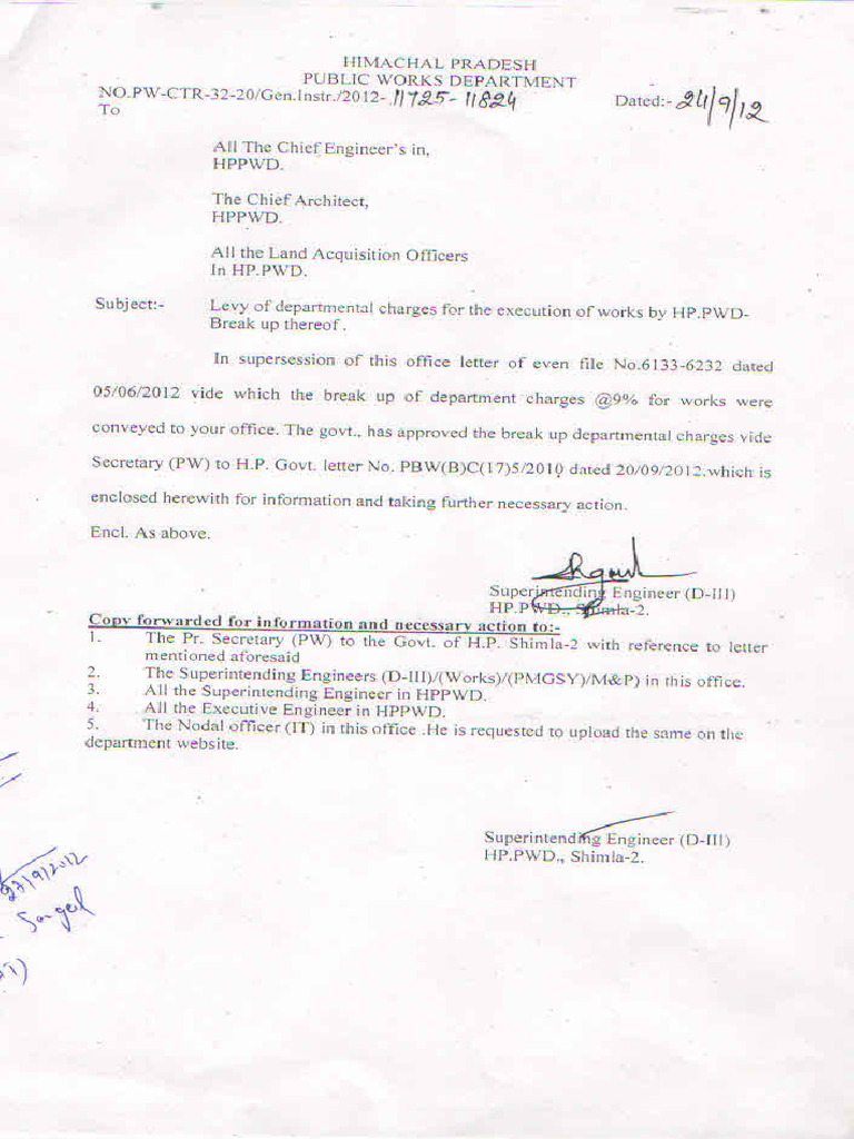 Levy of Departmental Charges 24-9-2012 | PDF