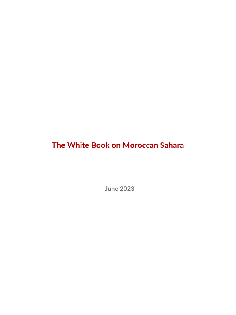 The White Book on Moroccan Sahara 2023 | PDF | Western Sahara | Morocco