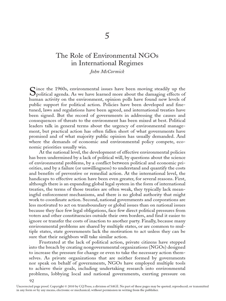 The Role of Environmental NGOs in Intern | PDF | Non Governmental Organization | Environmentalism
