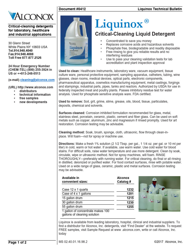 Alconox | PDF | Water | Purified Water