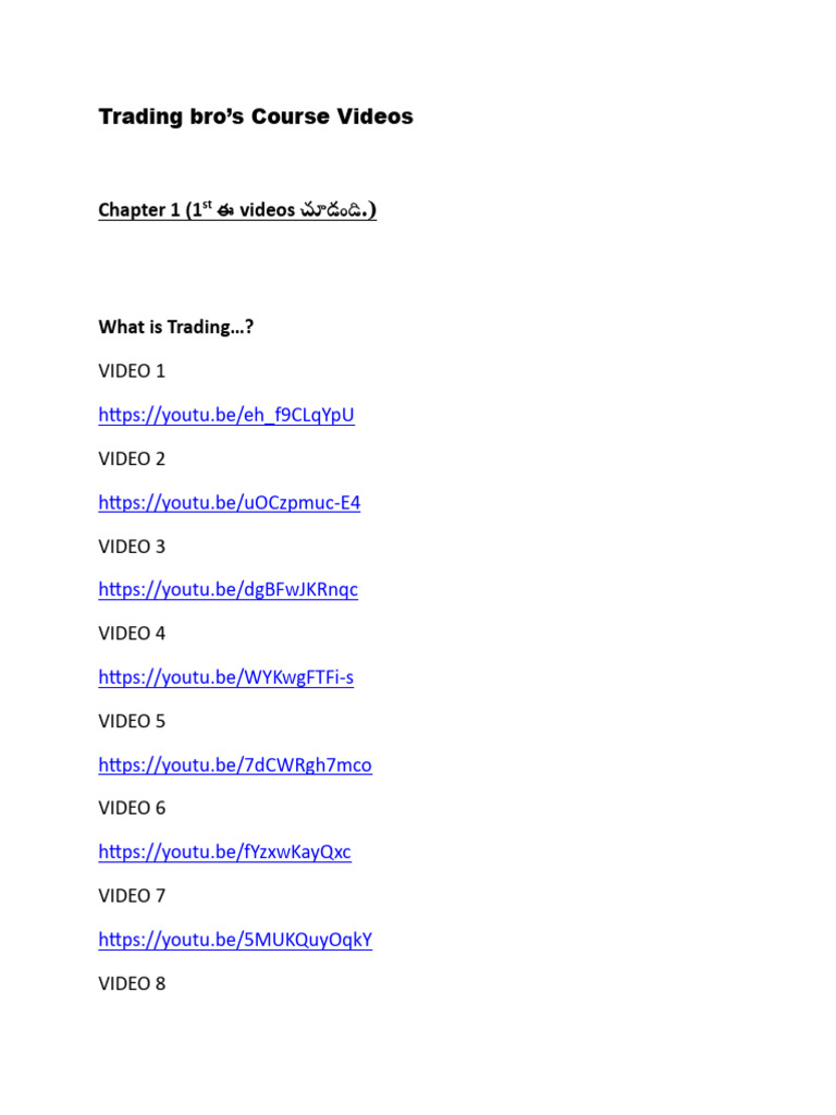 Trading Bro's Forex Course Overview | PDF | Technical Analysis | Business